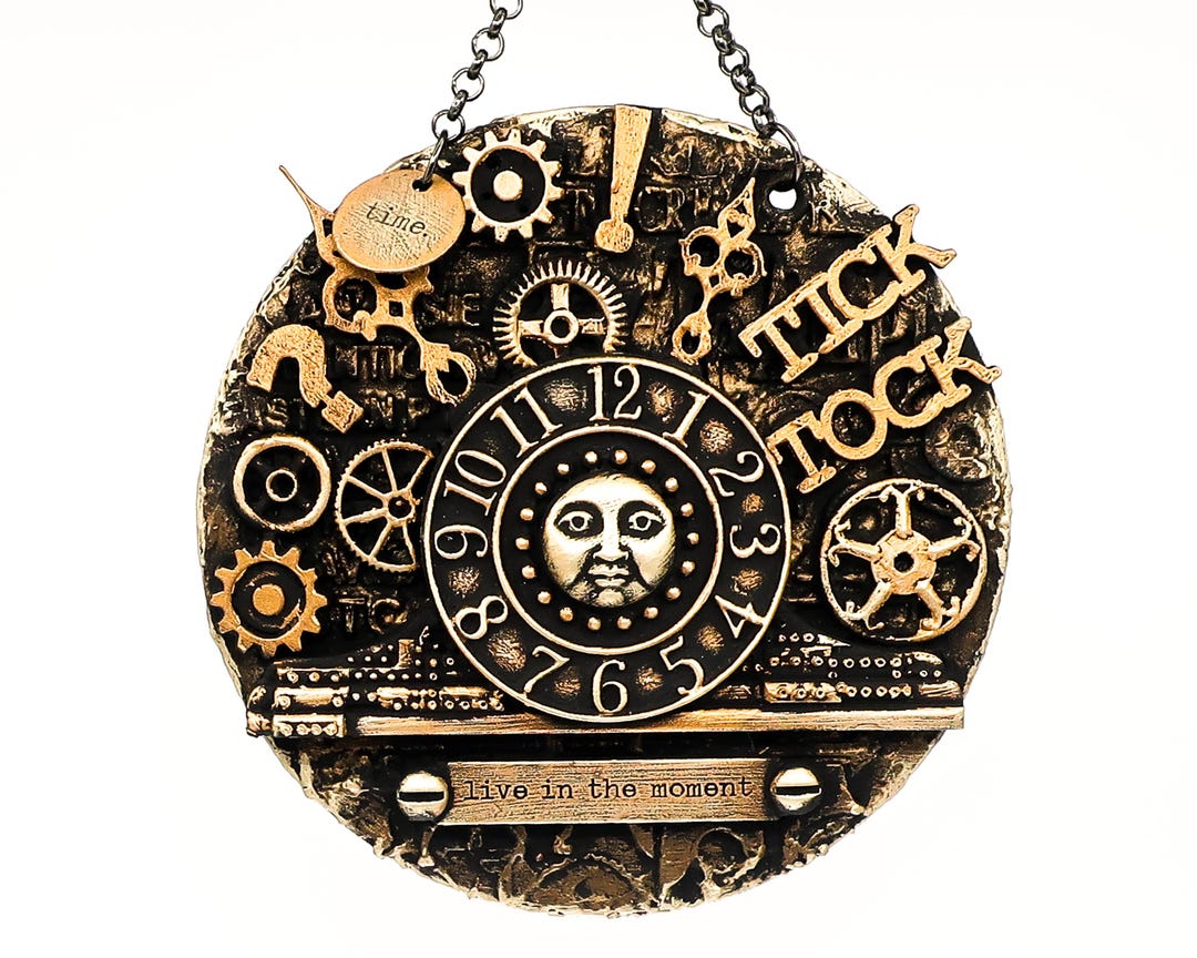 Steampunk Clock Design Mini Wall Ornament, Tick Tock Inspirational ...