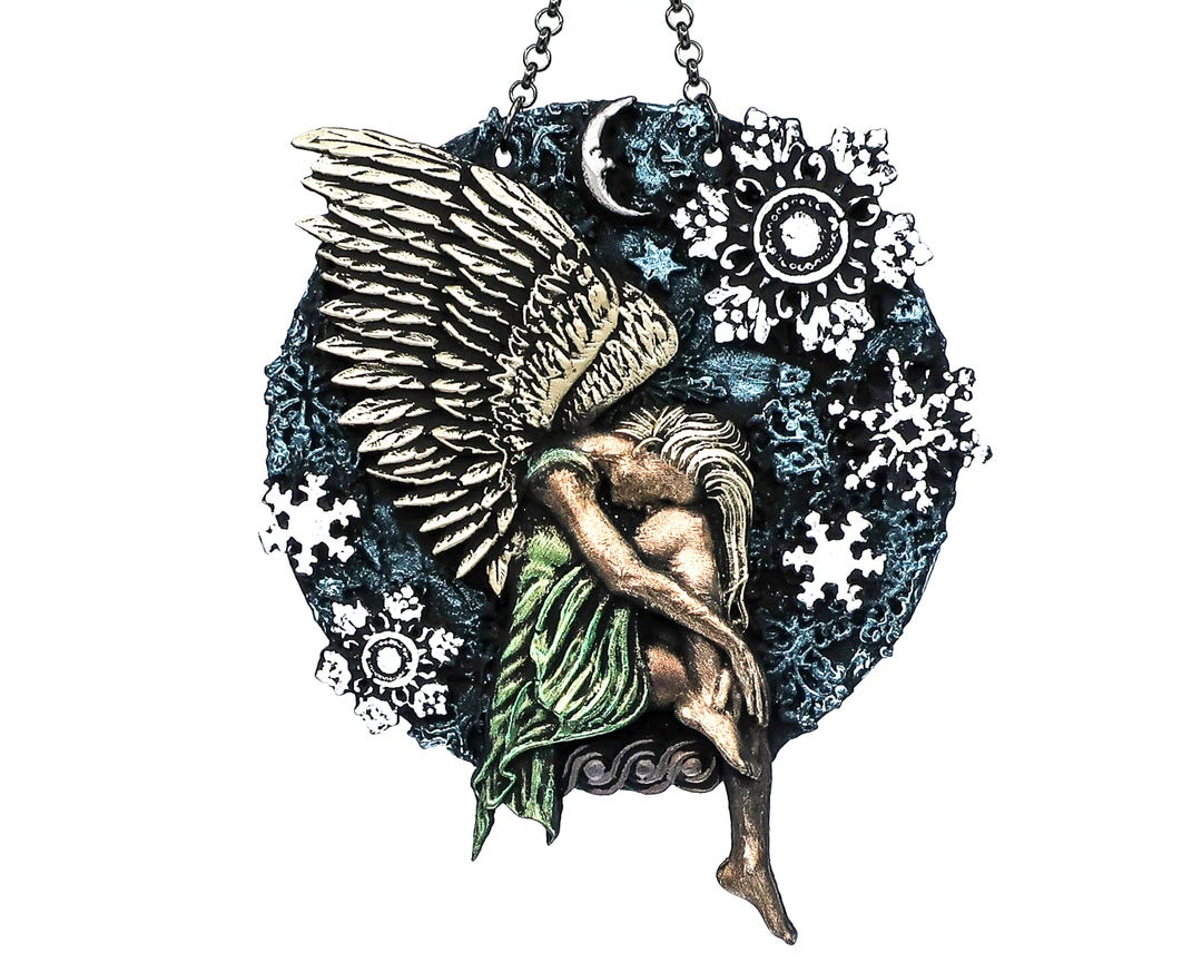 Snow Fairy Fantasy Art Decor Wall Hanging, Winter Wonderland Christmas ...
