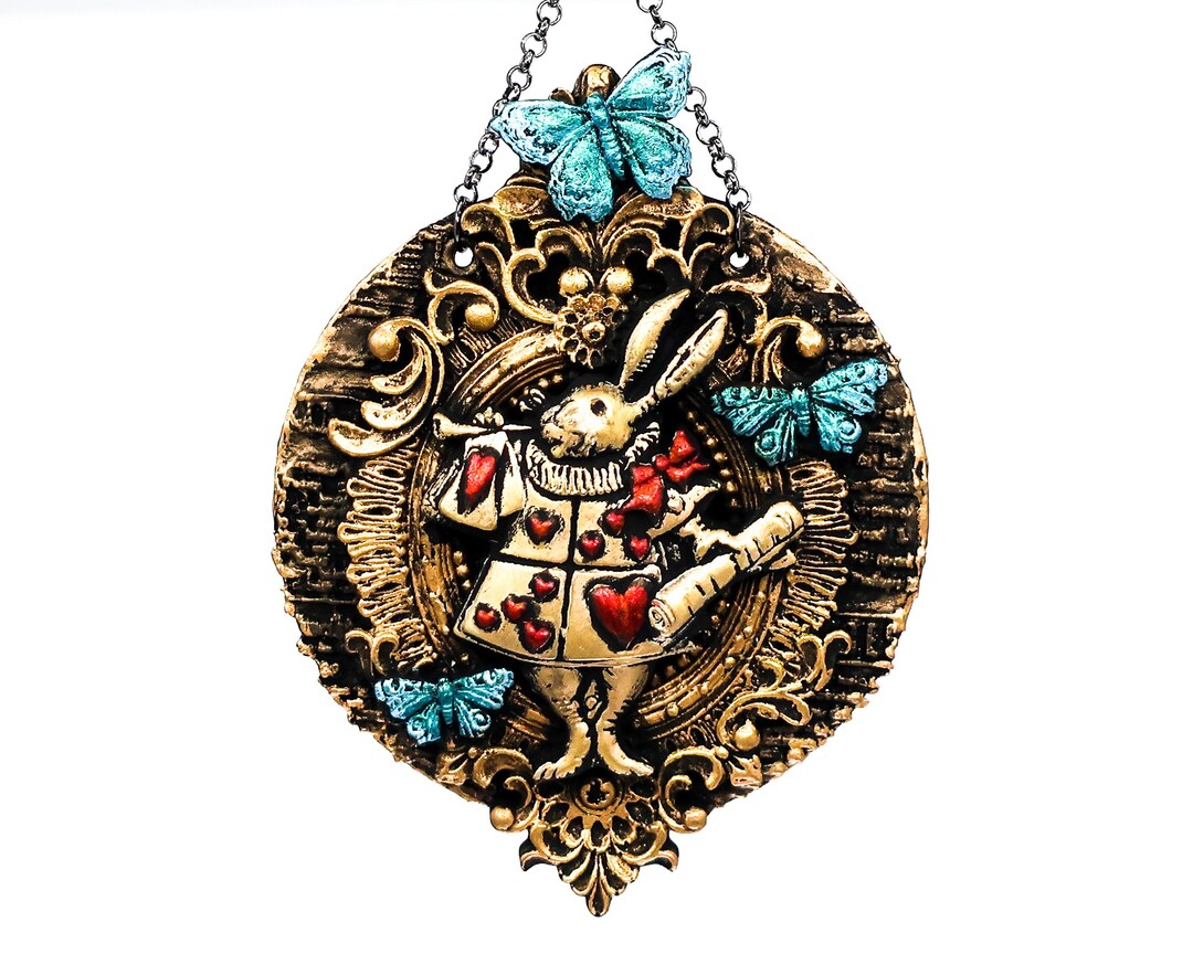 Alice White Rabbit Wall Hanging, Fairy Tale Bunny Art Ornament Nursery ...