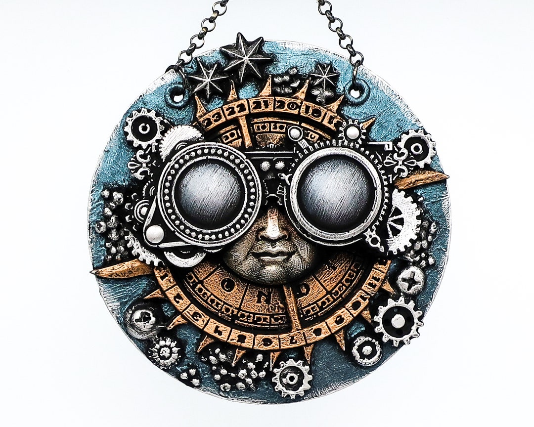 Steampunk Design Goggle Man Compact Disc Art, Recycled Record Father ...