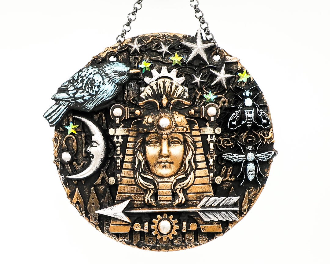 Cleopatra Bust Art Ornament Wall Hanging, Egyptian Queen Repurposed ...