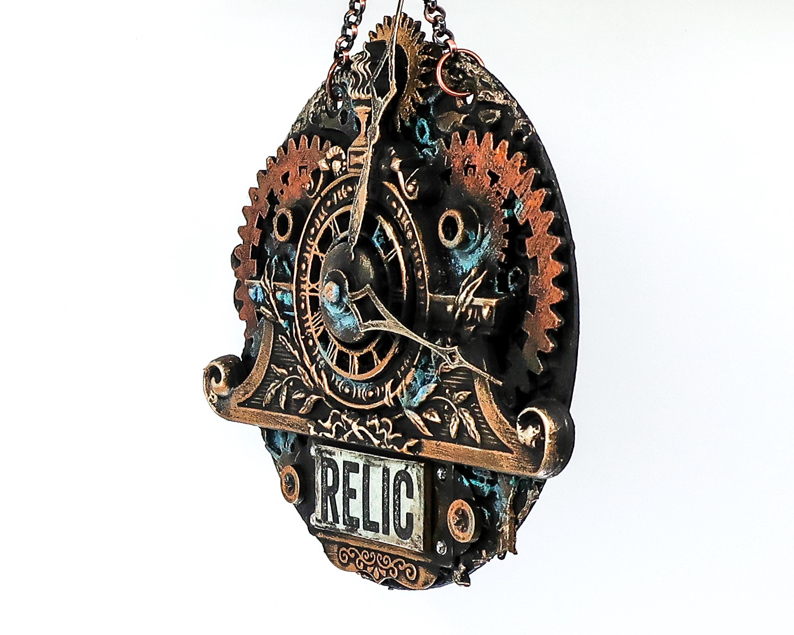 Rusty Gears Steampunk Art Wall Hanging, Repurposed Compact Disc Game ...