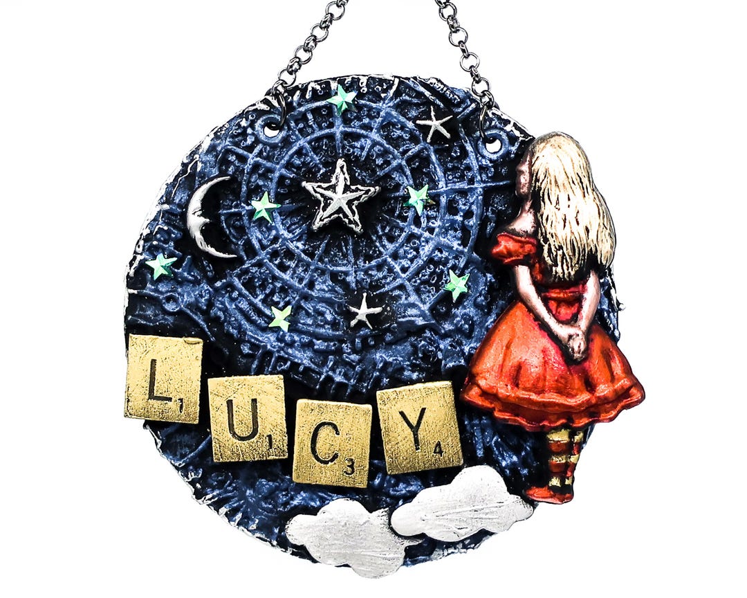 Lucy Wall Art Hanging, Starry Night Mixed Media Ornament for Little ...