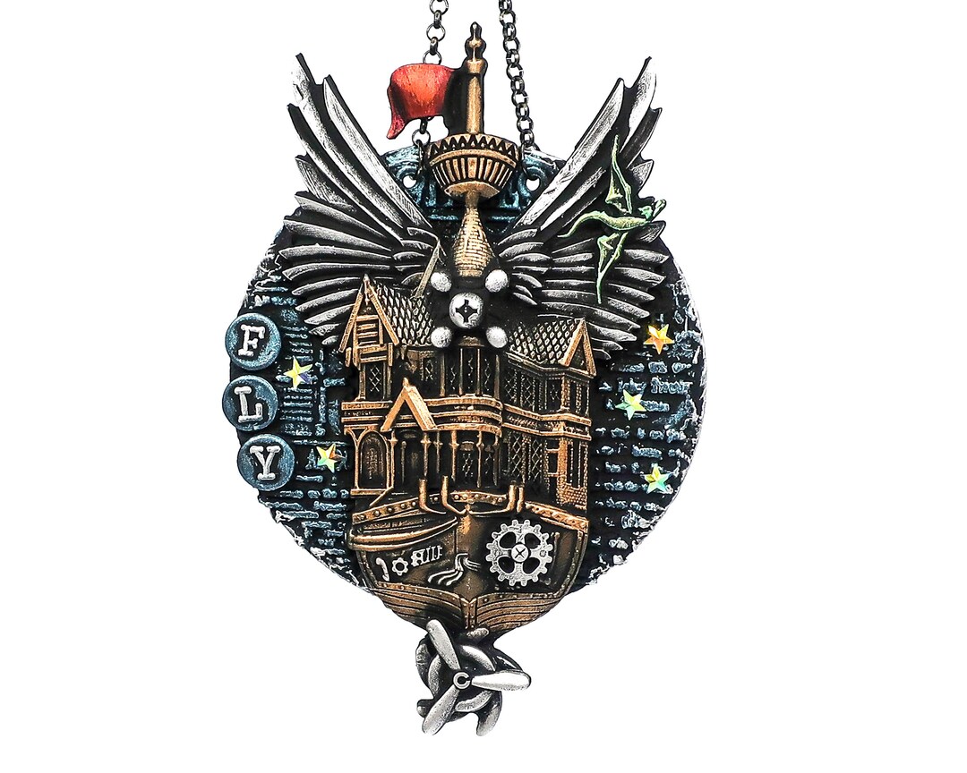 Steampunk Airship Mini Wall Ornament, Flying Dutchman Art for Son's ...