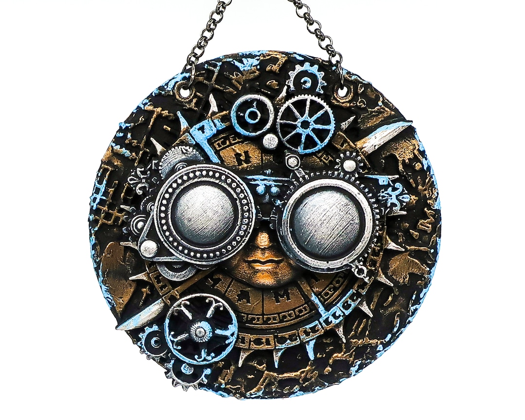 Steampunk Goggle Man Compact Disc Art, Recycled Record Father Day Gift ...