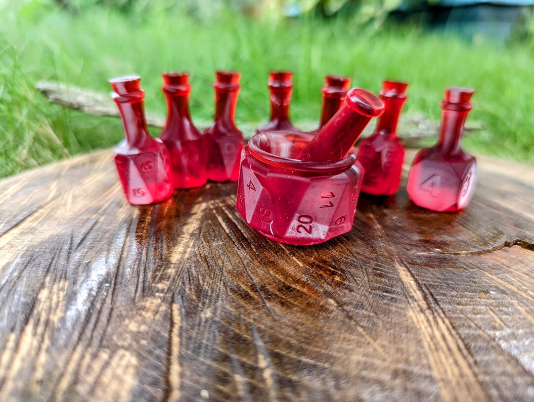 Ruby Resin Potion Bottle Dice Mortar and Pestle Dice Alchemist Dice ...
