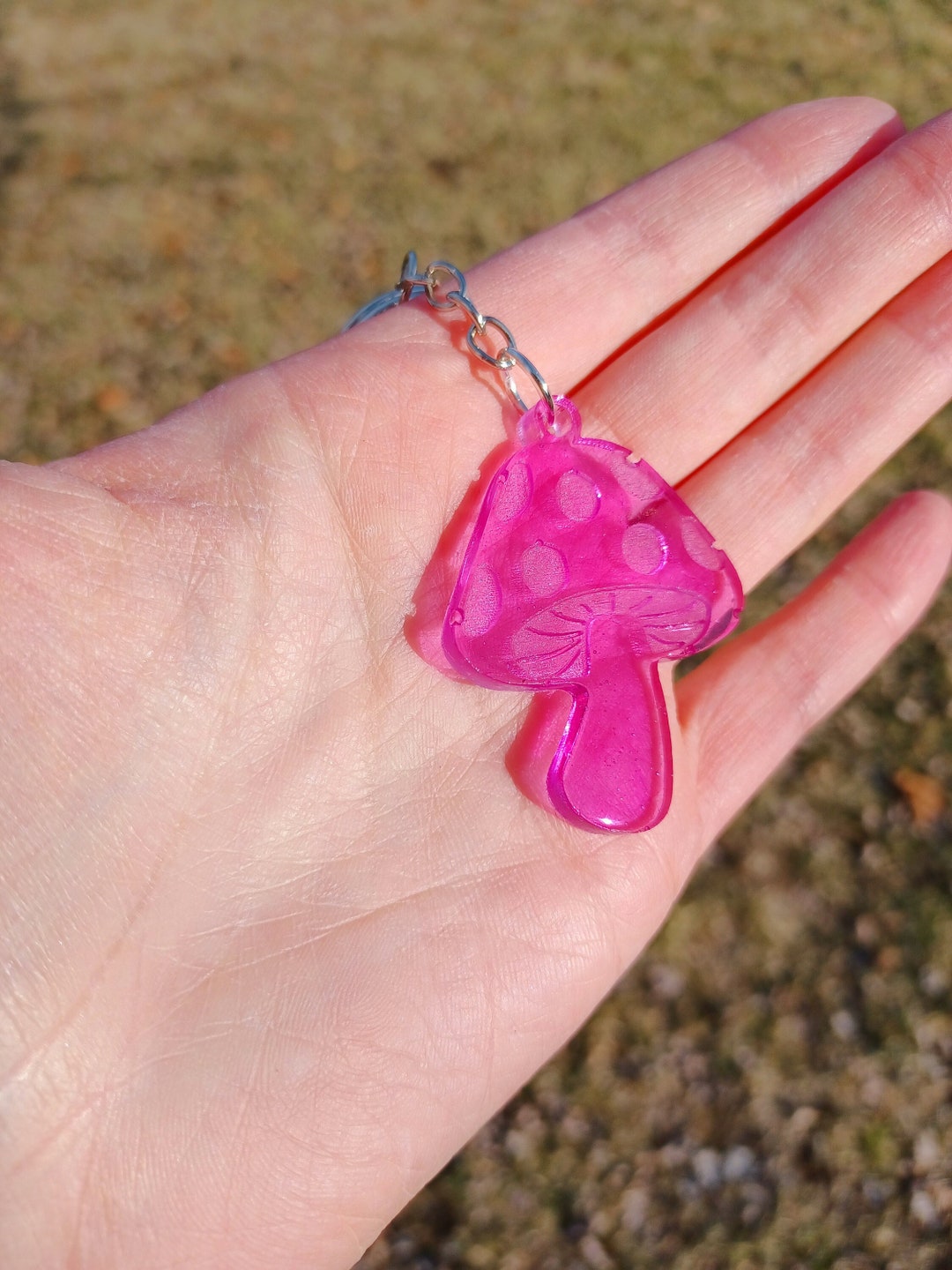 Hot Pink Mushroom Keychain - Etsy