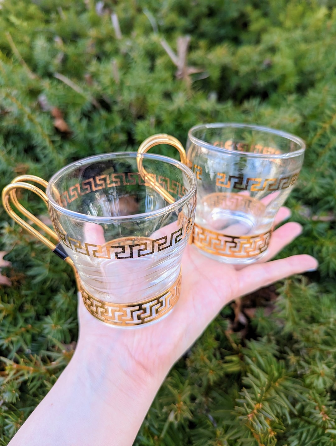 Greek Key Coffee Cups Coffee Cups by Libbey Glass Gold Cappuccino Mugs ...