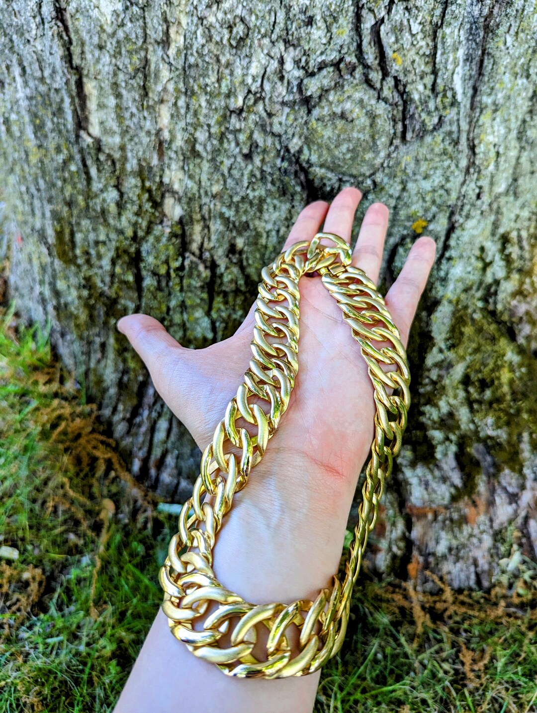 Vintage Gold Chains Set of 3 Big Gold Chains Sailors Chains Chainmaille ...