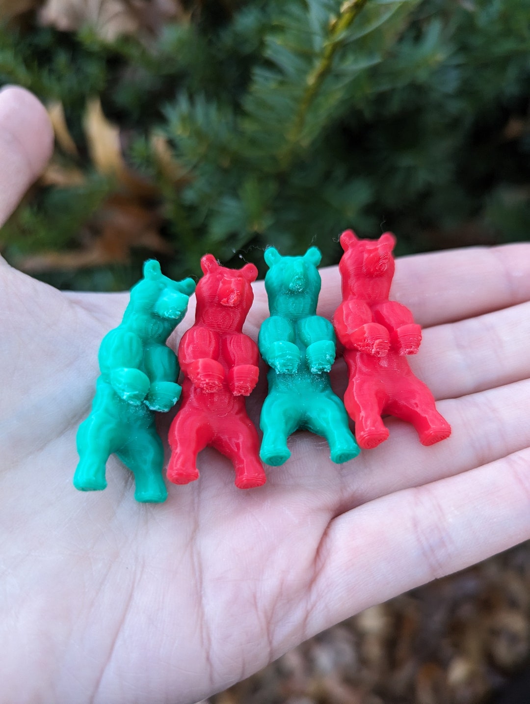 Tiny Bear Charms Christmas Bears PLA Adorable Green and Green Gummy ...