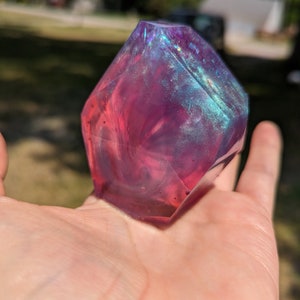 Pink and Teal Cosmic Crystal Paperweight Resin Crystals Pink Crystal ...