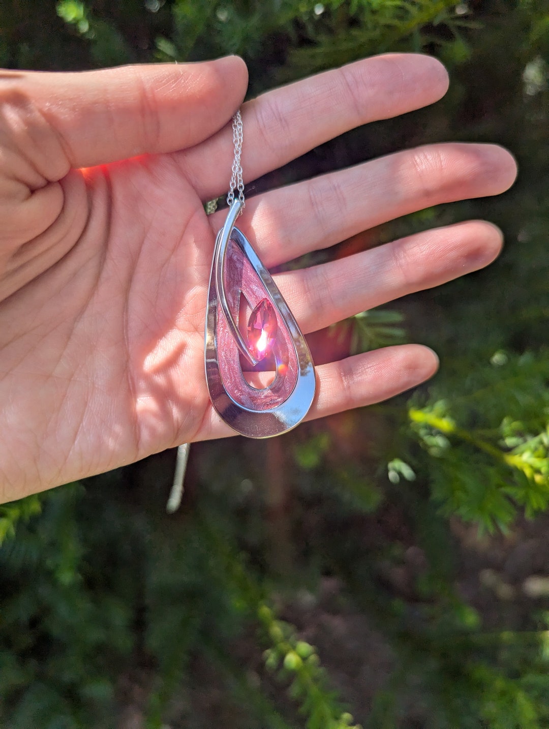 Silver Pink Sapphire Pendant Halston Fine Jewelry Pink Necklace Mom ...