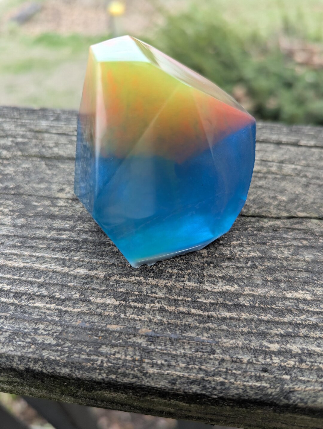 One of A Kind Staff Topper Resin Crystal Glow Topper Blue Orange Yellow ...