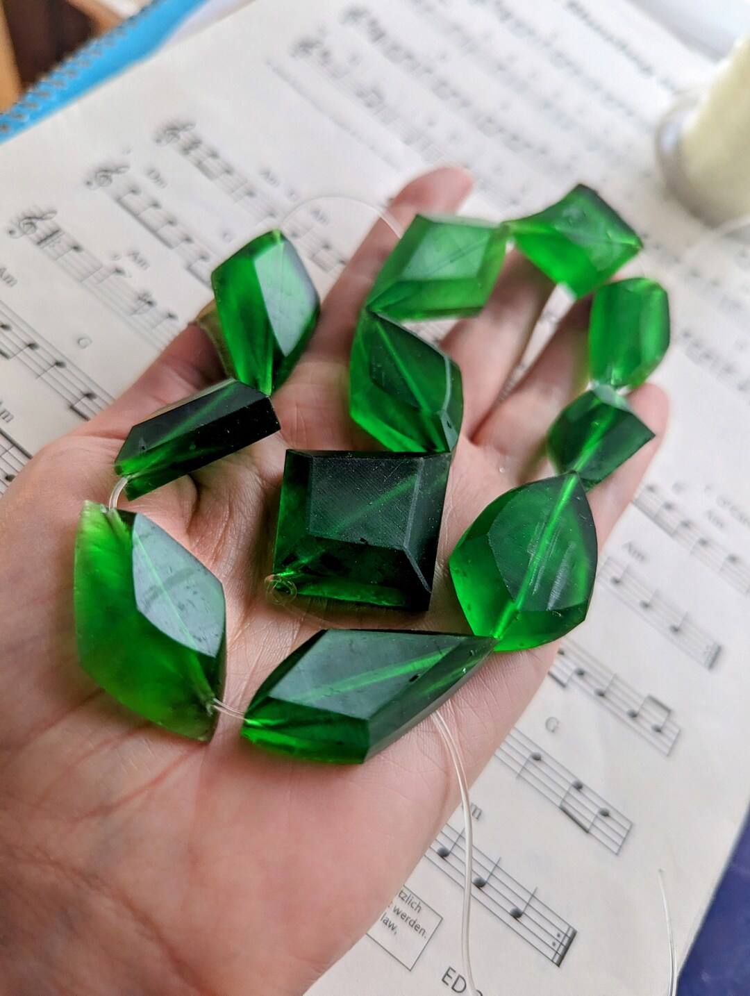 7 Green Cosplay Gems OR Beads Gem Beads Faux Emeralds Video Game Gems ...