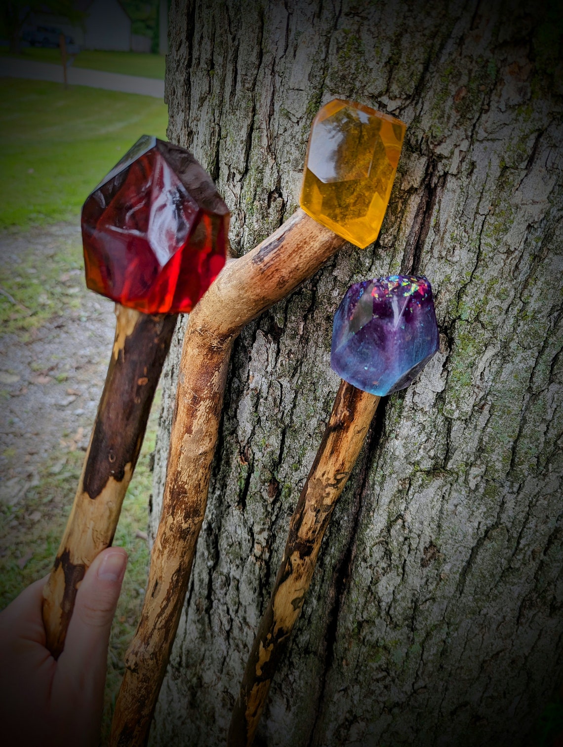 Custom Wizard Staff Walking Stick Cosplay Staff Cane Rustic Wood Staff ...