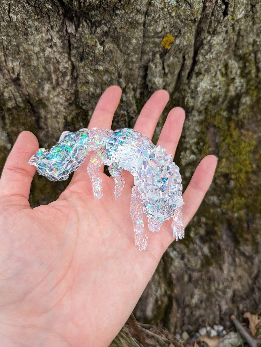 Holographic Aura Borealis Wolf Crystal Wolf Figurine Resin Wolf Unique ...