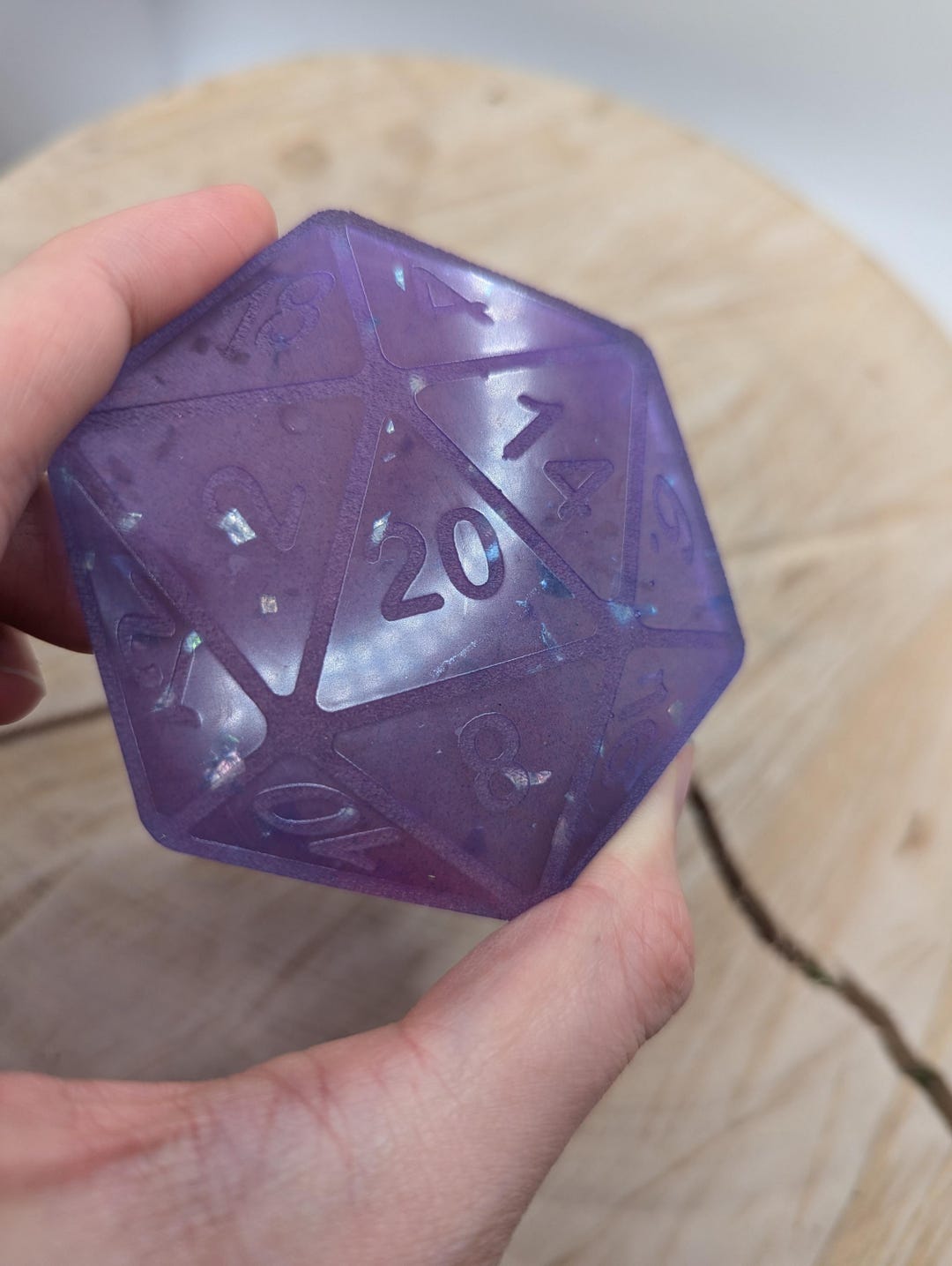 Purple D20 Charm Glow in the Dark Sparkle D20 Flatback TTRPG Gifts ...
