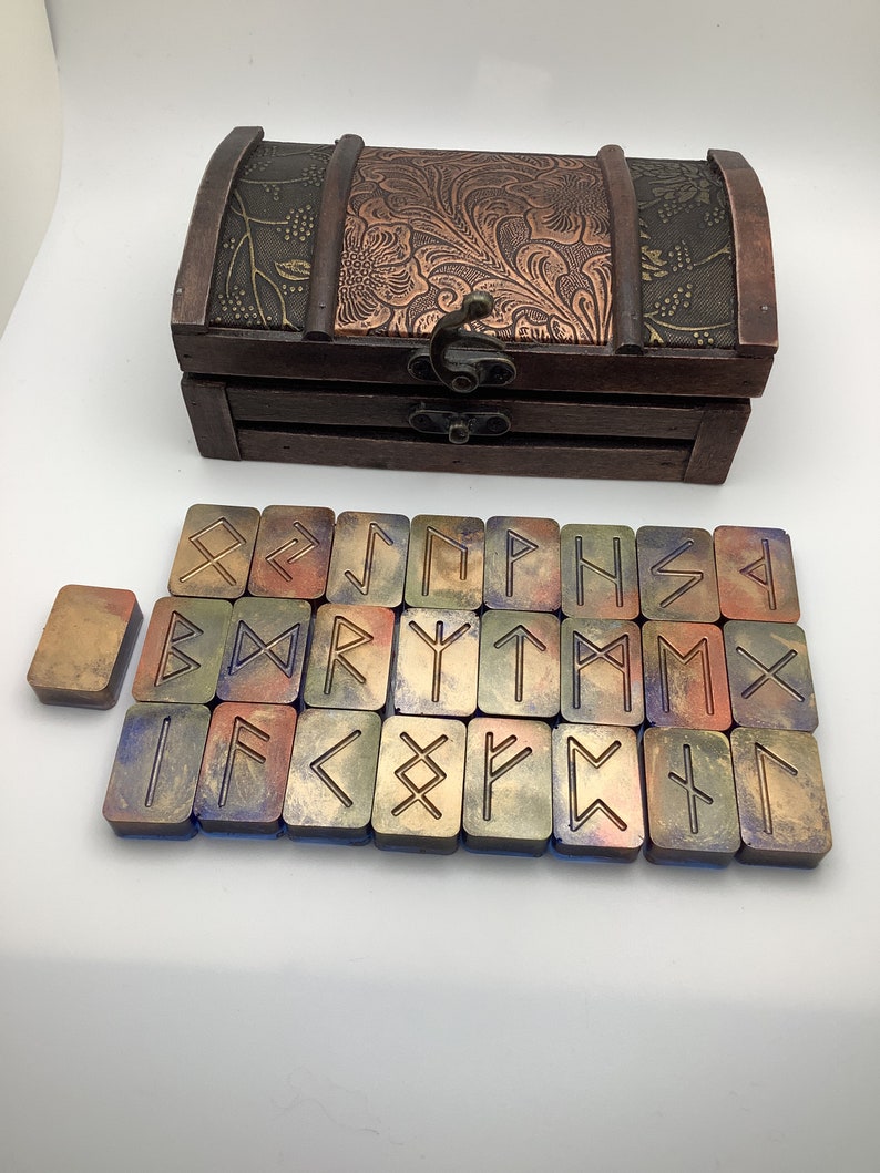 Elven Forest Elder Futhark Runes in Gift Box/ Runes /elder Futhark ...