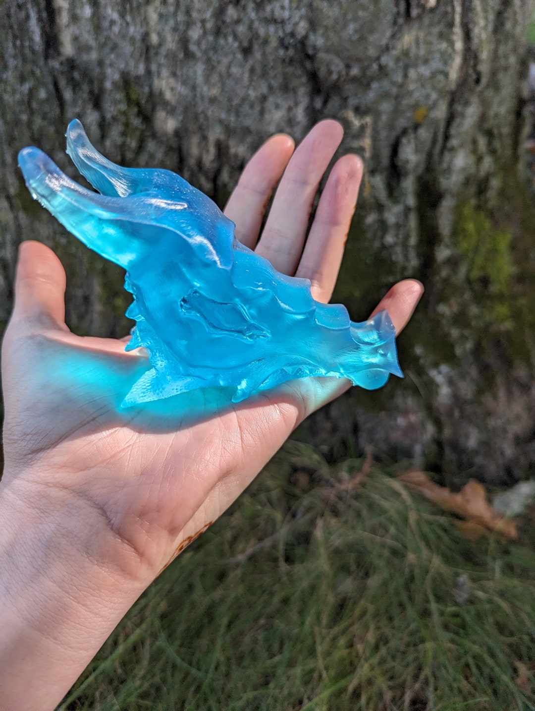 Resin Crystal Dragon Head Dragon Gifts Fantasy Dragon Head Staff Topper ...