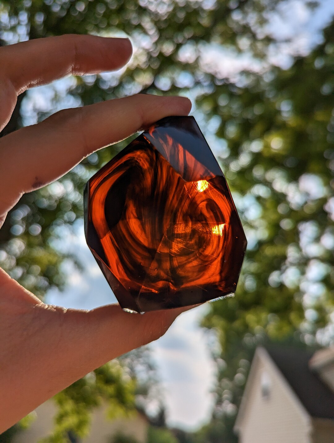 Orange Black Swirl Resin Crystal Halloween Crystal Wizard Staff Topper ...