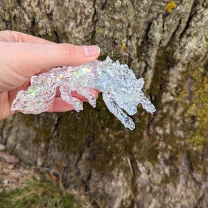 Holographic Aura Borealis Wolf Crystal Wolf Figurine Resin Wolf Unique ...