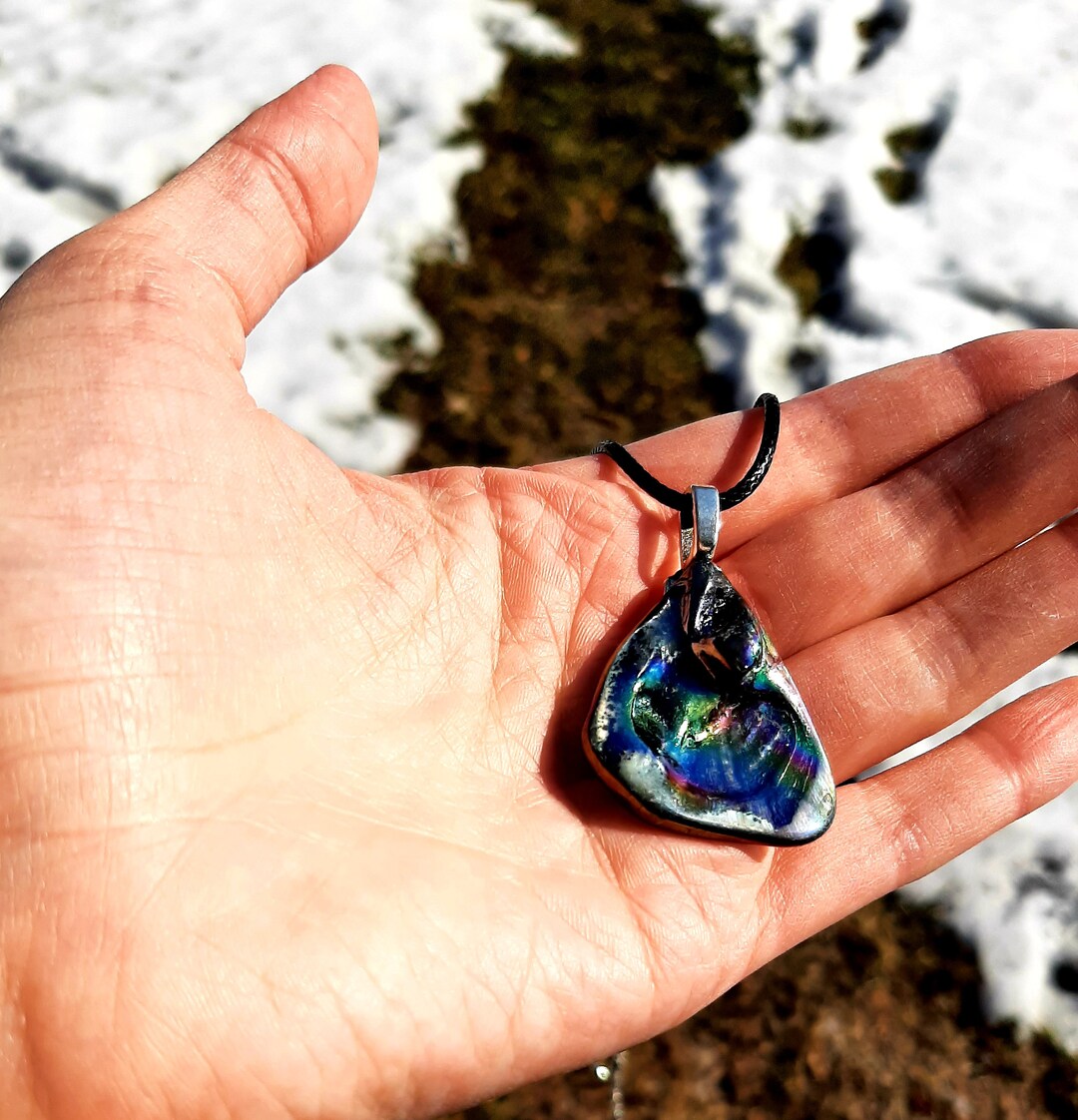 Rainbow Shell Pendant / Paua / Iridescent Shell Necklace / Abalone ...