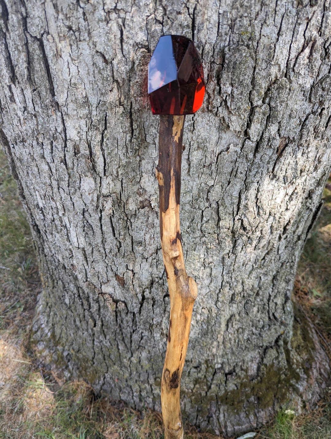 Amber Staff Scepter Wizard Staff Crystal Staff Rustic Handmade Walking ...