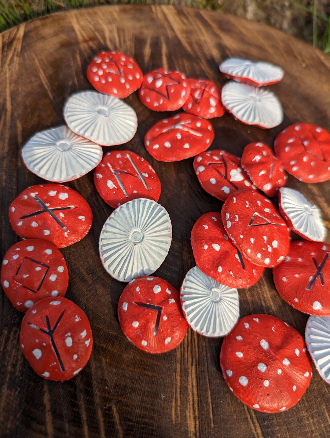 Mushroom Runes Elder Futhark Resin Runes Hand Painted Mushroom Runes - Etsy