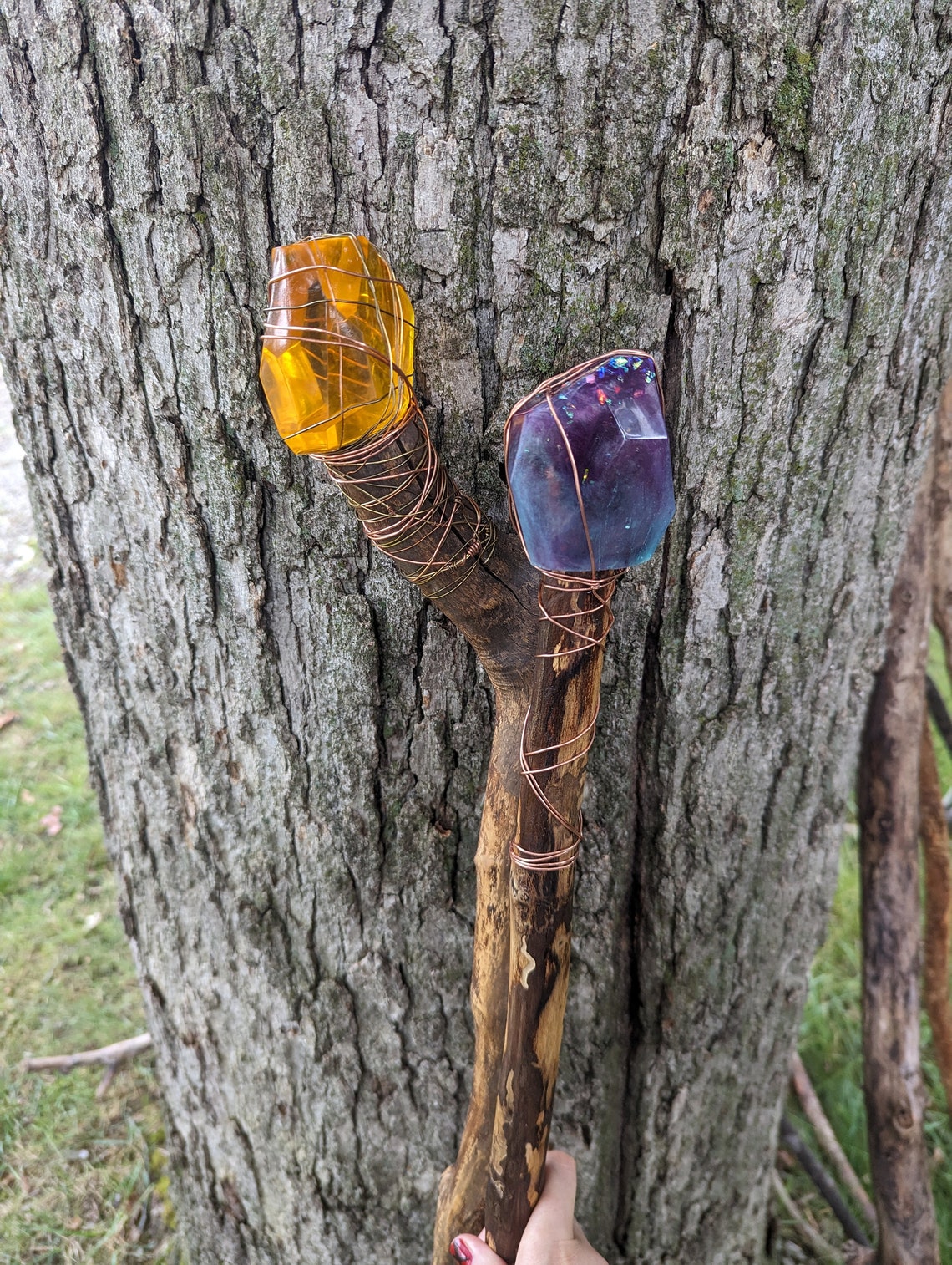 Custom Wizard Staff Walking Stick Cosplay Staff Cane Rustic Wood Staff ...