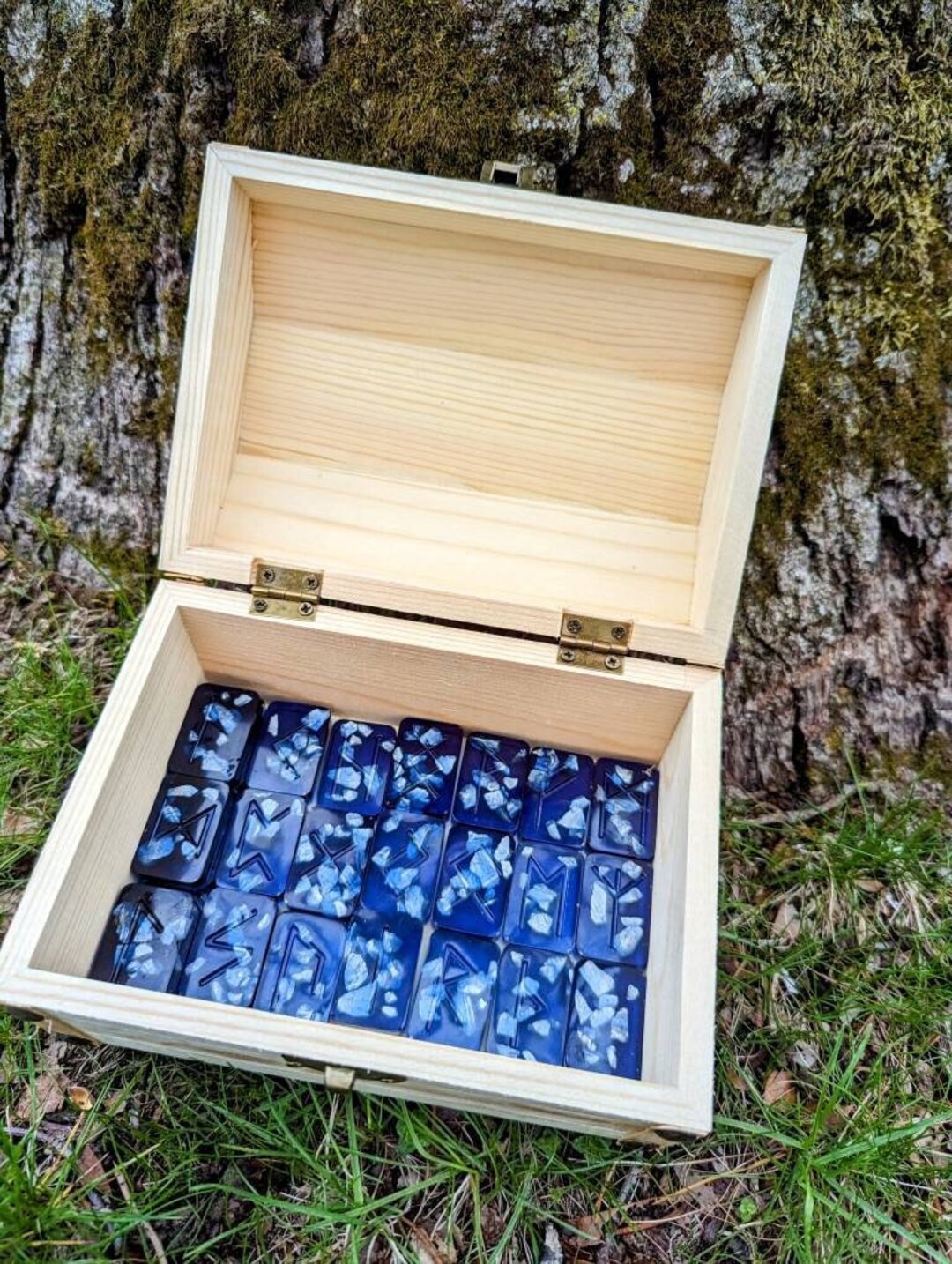 Navy Elder Futhark Runes With Gift Box Rune Boxelder Futhark Norse Old ...
