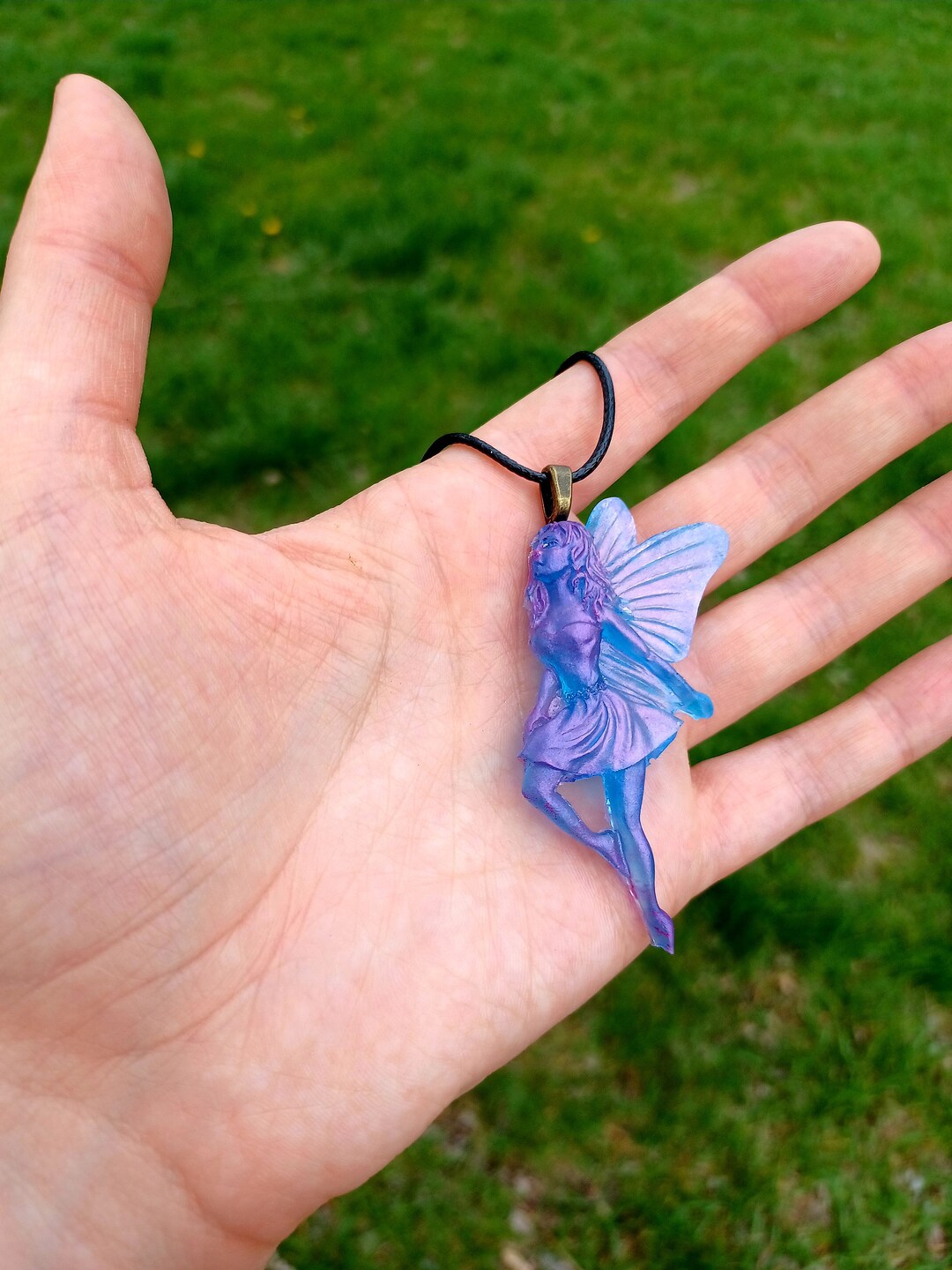 Fairy Necklace Purple Iridescent Pixie Necklace Resin Fairy Necklace ...