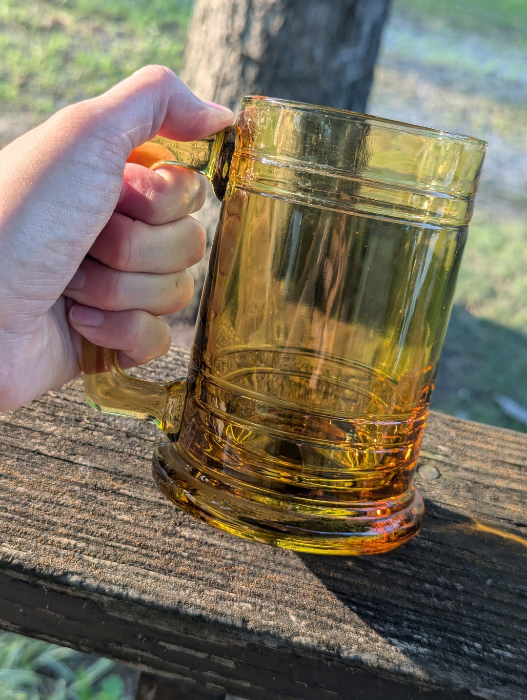 Glass Tavern Mug Leather Wrap Ren Faire Ale Mug Caramel Yellow ...