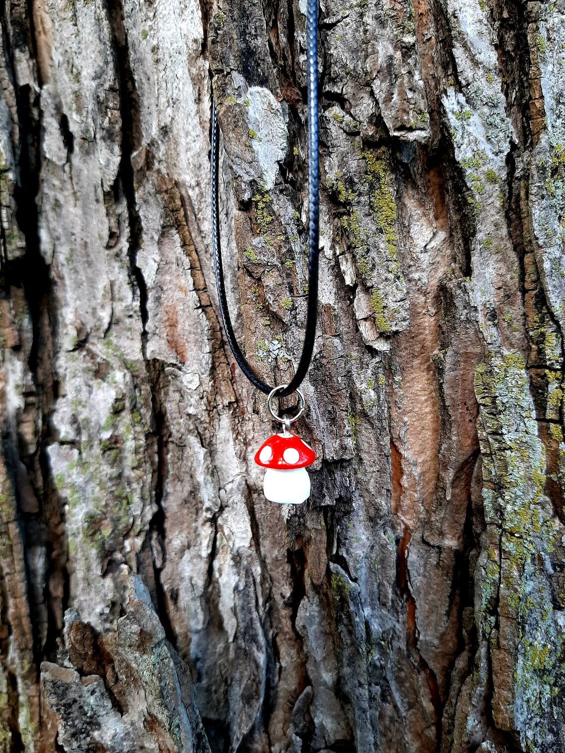 Dainty Red Mushroom Necklace: Cord Pendant - Etsy