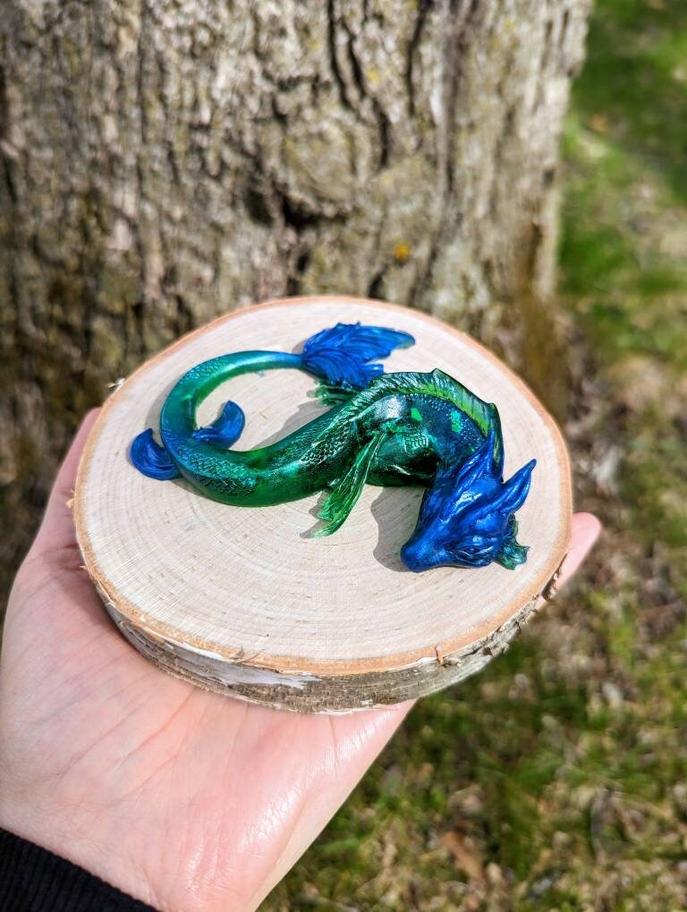 Blue Green Resin Dragon Sculpture Dragons Resin Art Handmade - Etsy