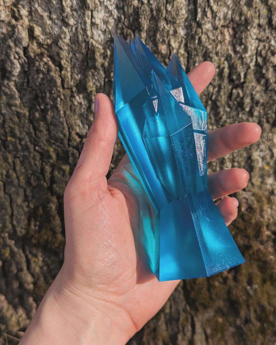 Blue Crystal Wizard Staff Topper Hand Finished Gloss Coated SLA Resin ...