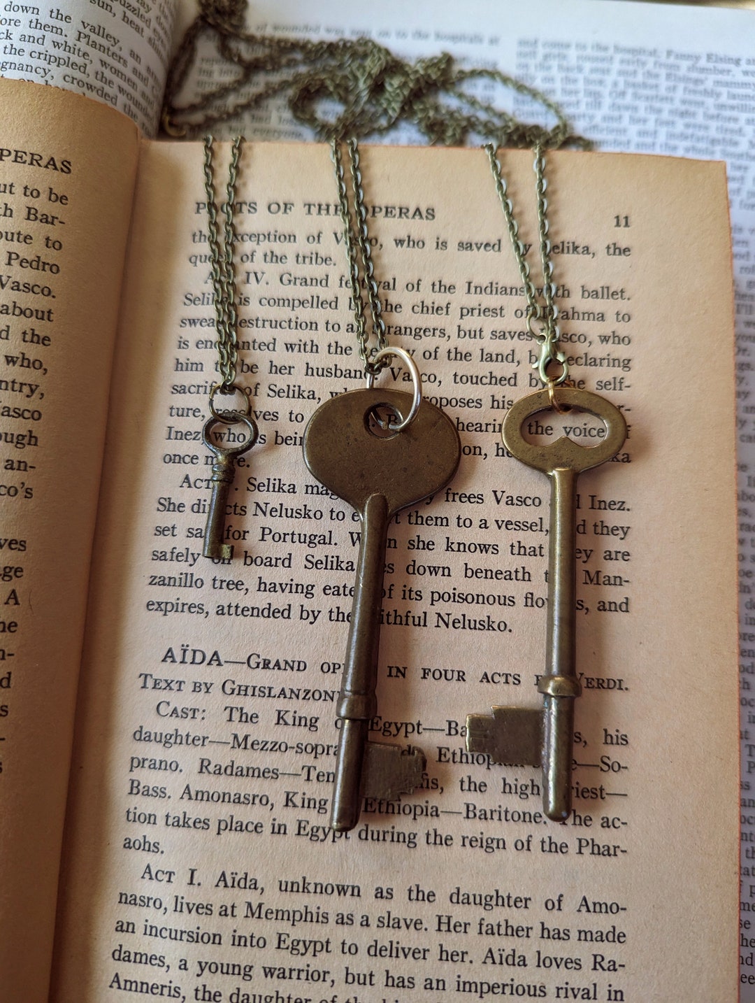 Bronze Skeleton Key Necklace - Choose One Skeleton Key Pendant Necklace ...