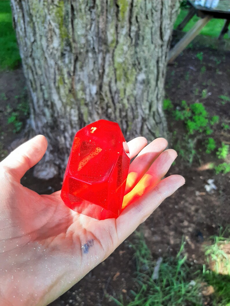 Large Fire Gem / Red Resin Paperweight / Red Crystal | Etsy