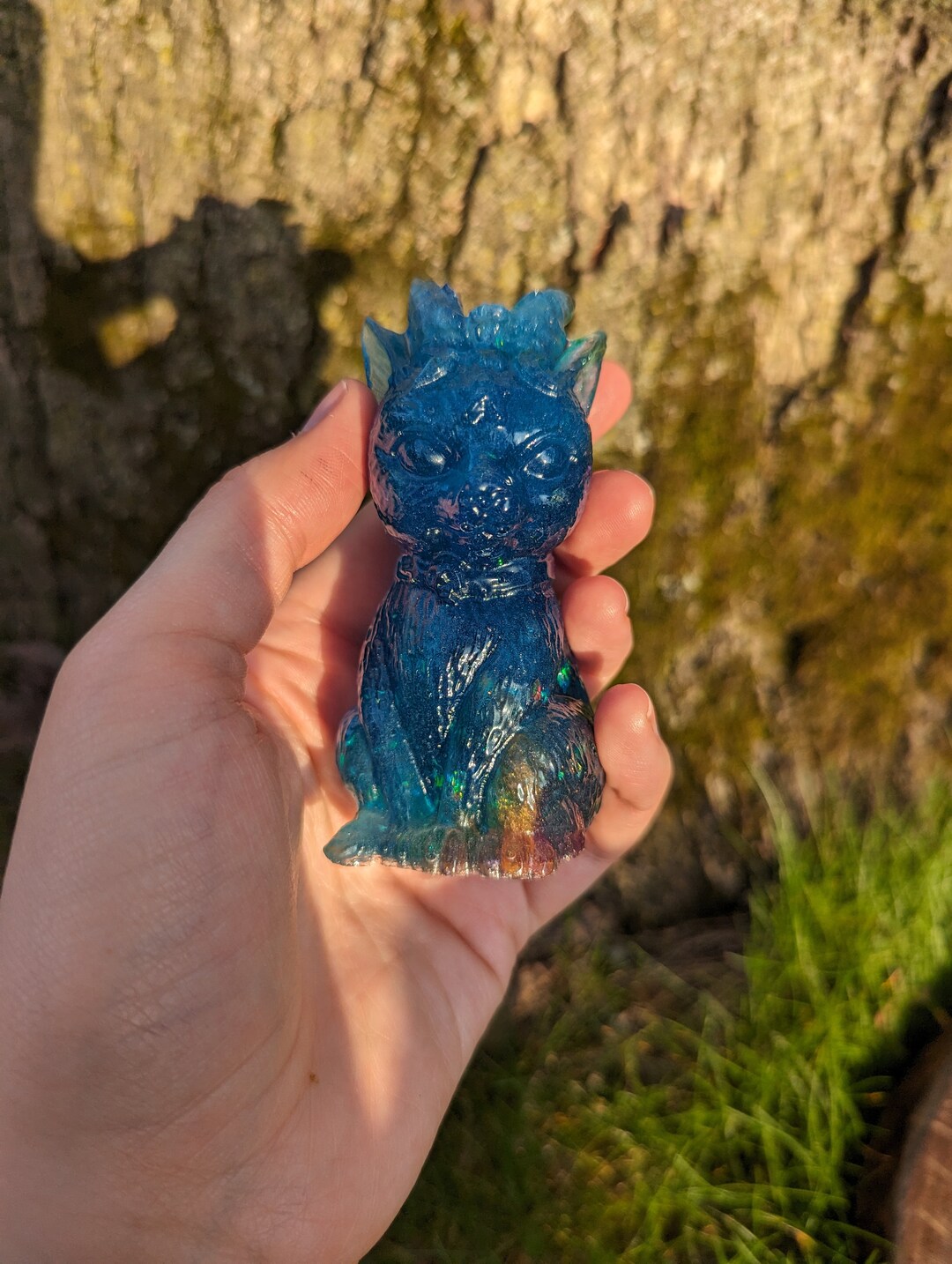 Blue Baphomet Kitty Statue Resin Cat - Etsy