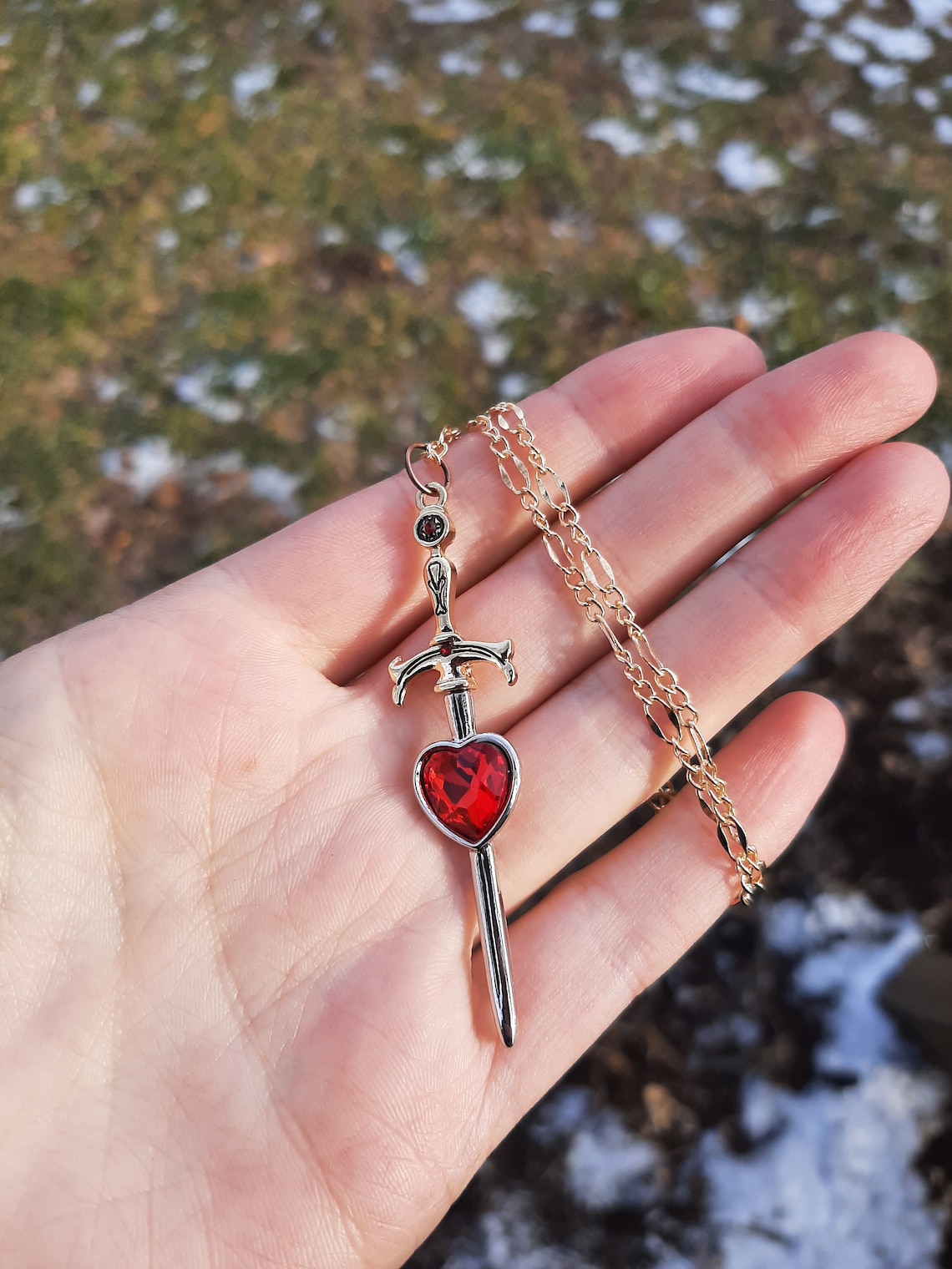 Ruby Sword Necklace / Sword Necklace / Silver Sword Necklace / - Etsy