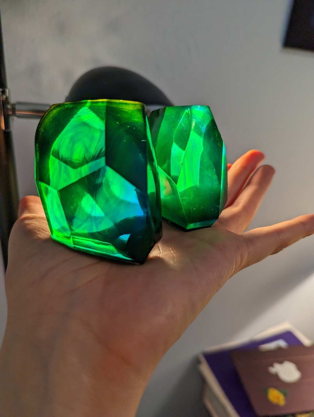 Magic Black Green Blue Swirl Resin Crystal Green Crystal Blue Crystal Resin Crystal Staff Topper