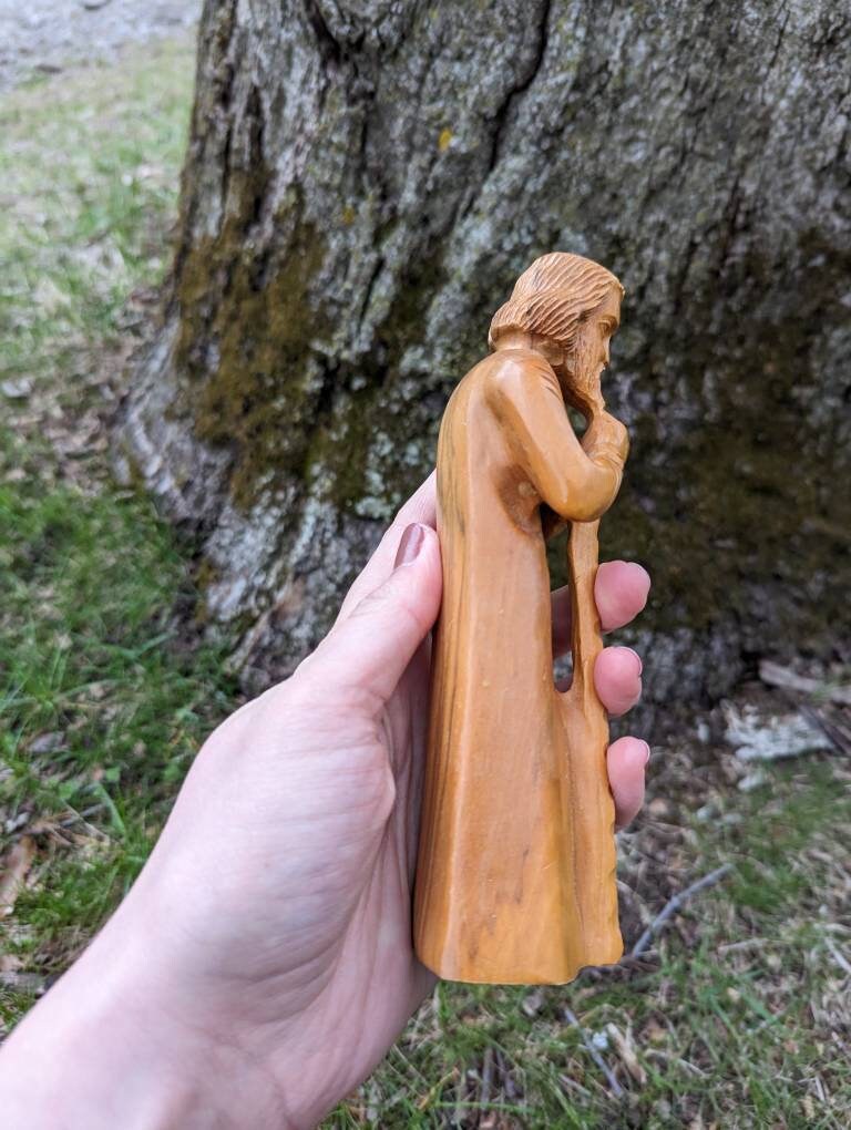 Handcarved Wizard With Staff Wise Man Moses and His Cane - Etsy
