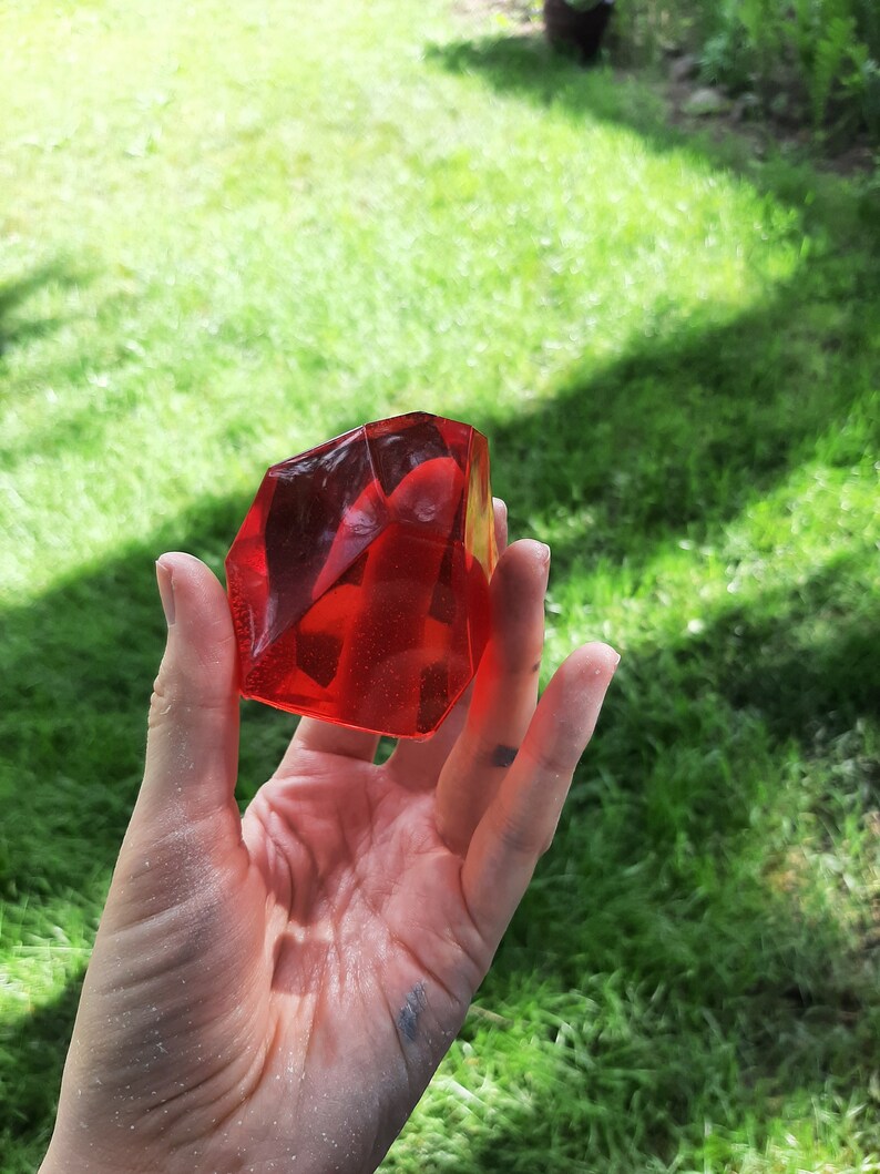 Large Fire Gem / Red Resin Paperweight / Red Crystal | Etsy