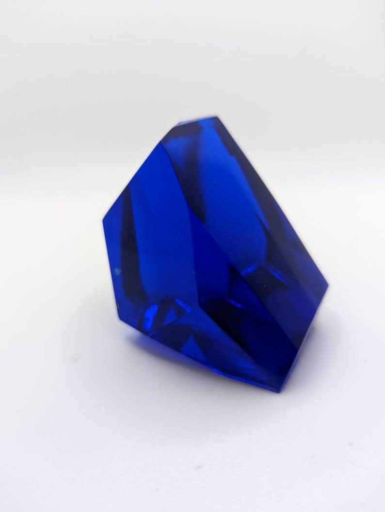 Resin Crystal Paperweight / Deep Blue Resin Paperweight / Blue Crystal ...