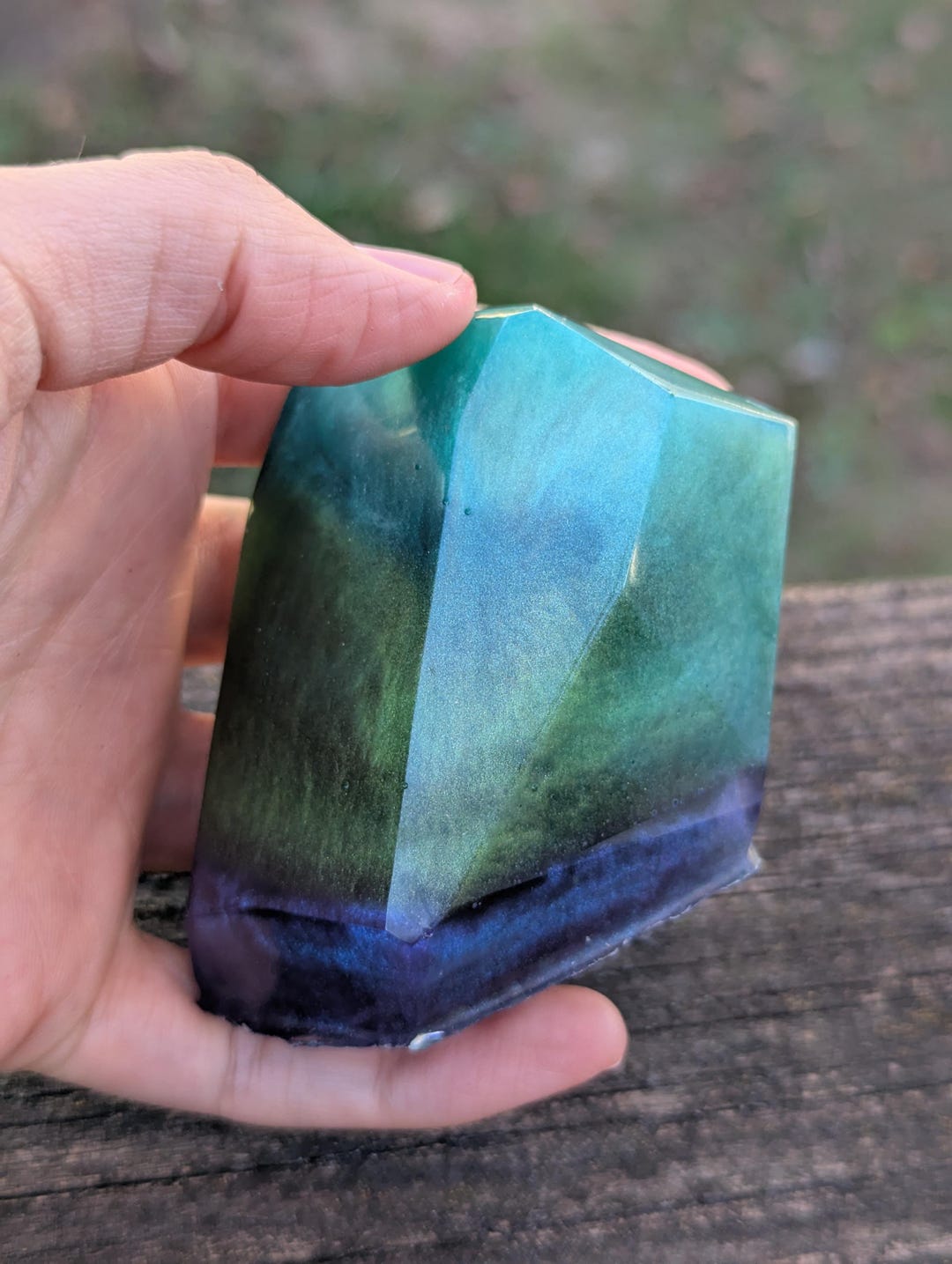 Teal Swirl Resin Crystal B Grade Dirty Pour Purple Green Deep Epoxy Gem ...