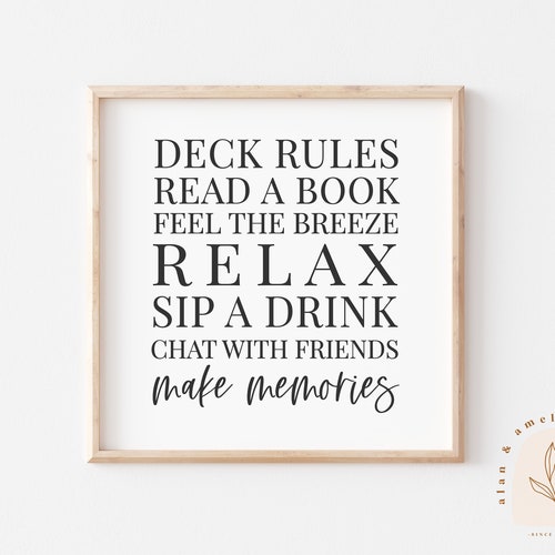 Deck Rules SVG Porch Sign SVG Summer Cut File Porch Sign - Etsy Canada