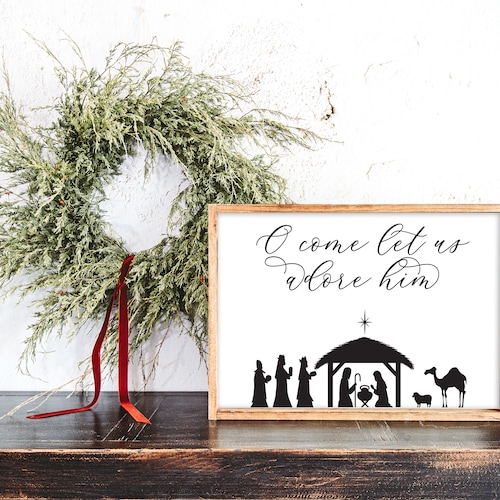 Nativity SVG O Come Let Us Adore Him SVG Christmas Svg - Etsy