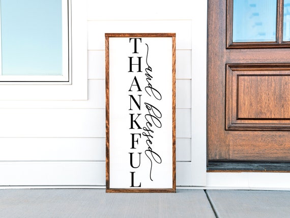 Thankful and Blessed SVG Fall Porch Sign Svg Vertical - Etsy