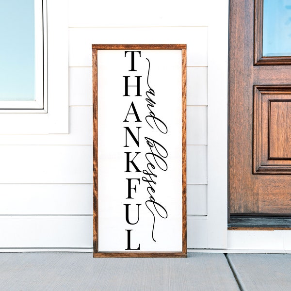 Thankful and Blessed Vertical Porch Sign - Etsy