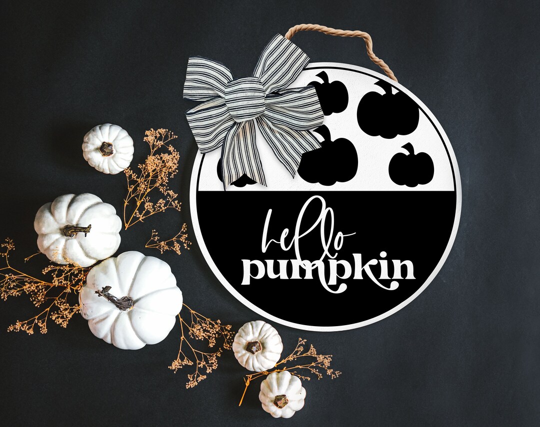 Hello Pumpkin Door Sign SVG: Fall Porch Decor Cut File - Etsy