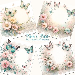 Butterflies & Lace Pretty Digital Scrapbook Paper, Junk Journal Paper ...